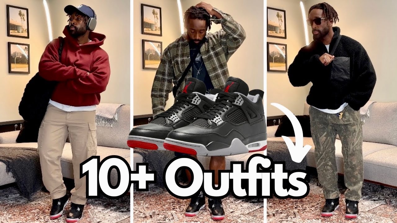 How To Style Jordan 4 Bred Reimagined 10 Outfits Youtube