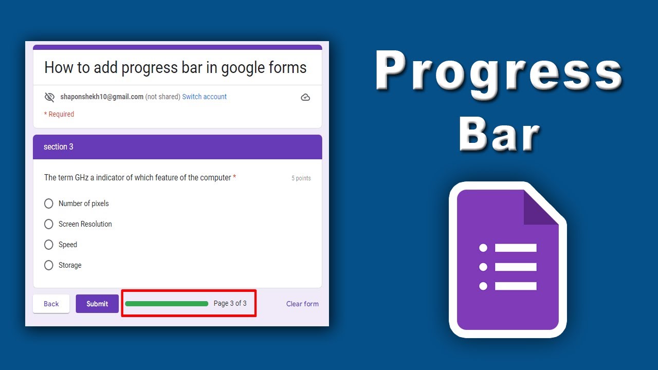 How To Add Progress Bar In Google Forms Youtube