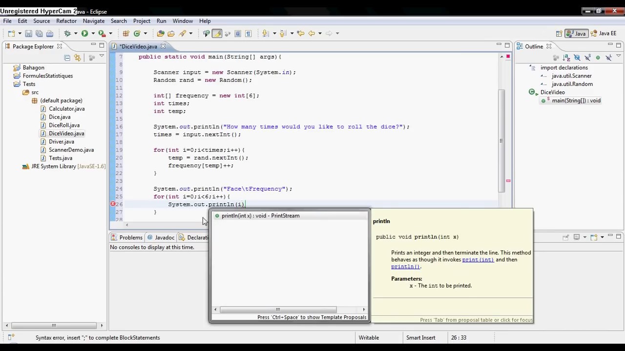Beginner Java Program Simulating A Dice Youtube