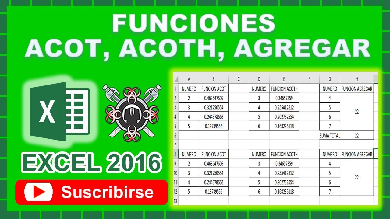 Funciones Acot Acoth Agregar Excel Youtube