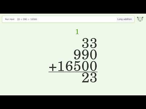 Long Addition Problem 33 990 16500 Step By Step Video Solution Tiger