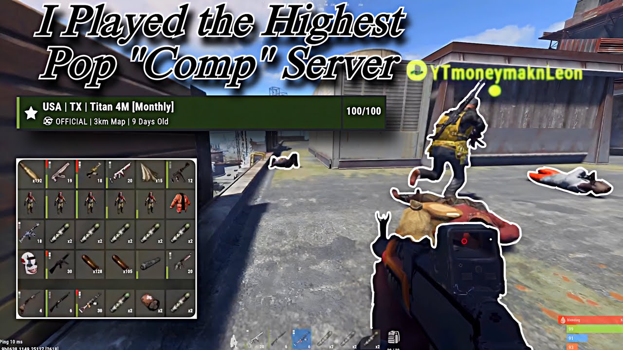 I Played The Highest Pop Comp Server Rust Console Youtube