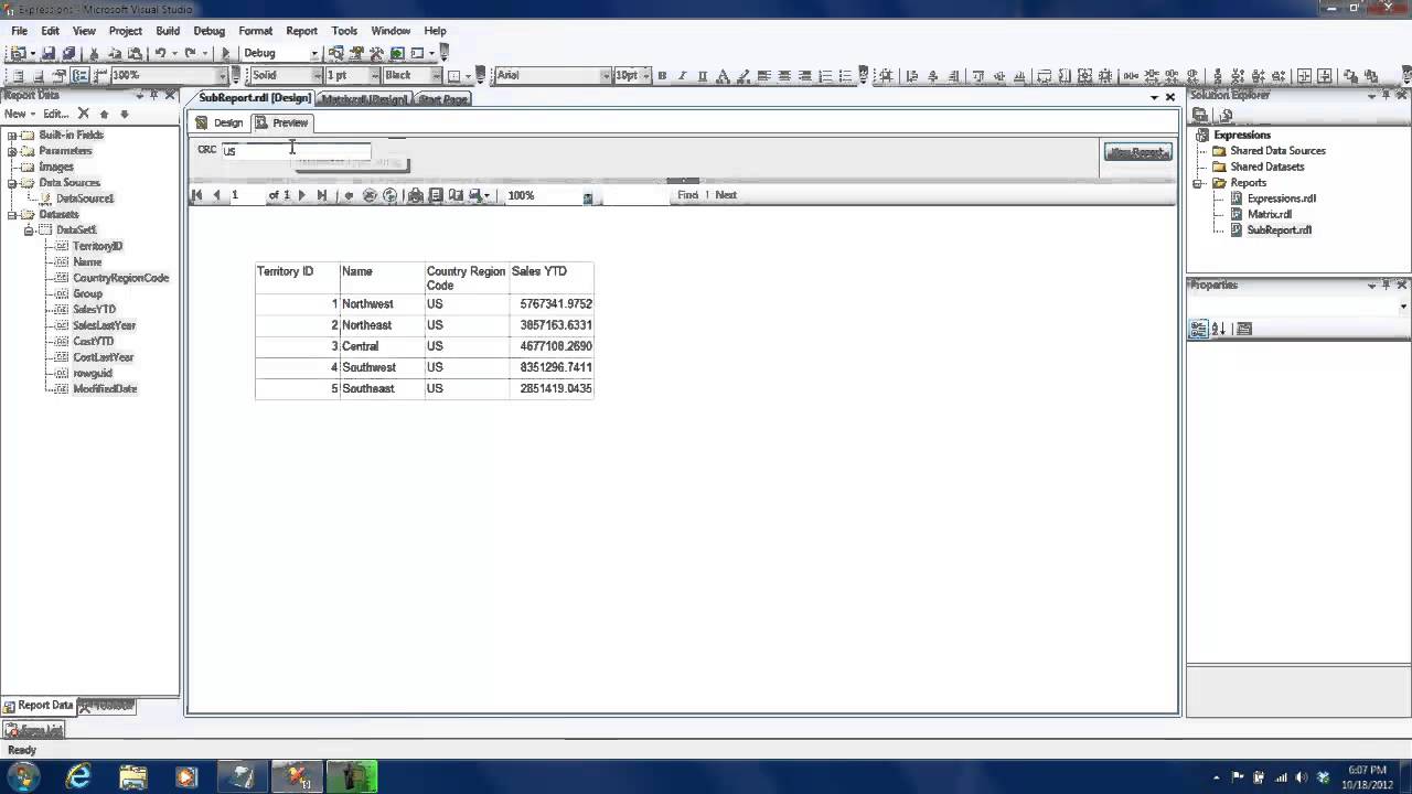 Ssrs Tutorials Lesson 10 Creating Ssrs Subreports Youtube