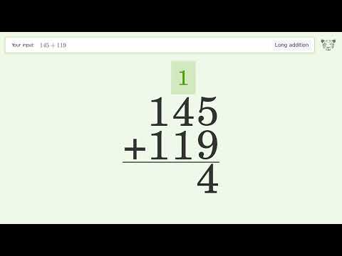 Long Addition Solve 145 119 Step By Step Solution Youtube