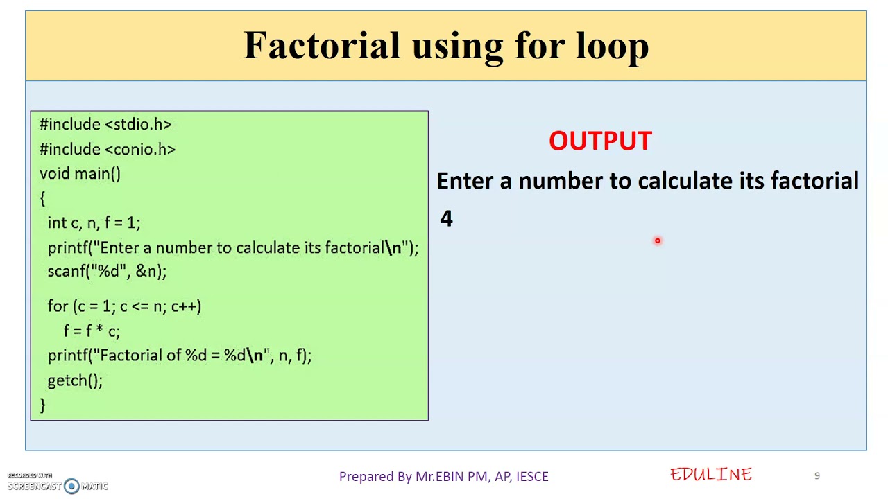 Program 8 Factorial Of A Number Youtube