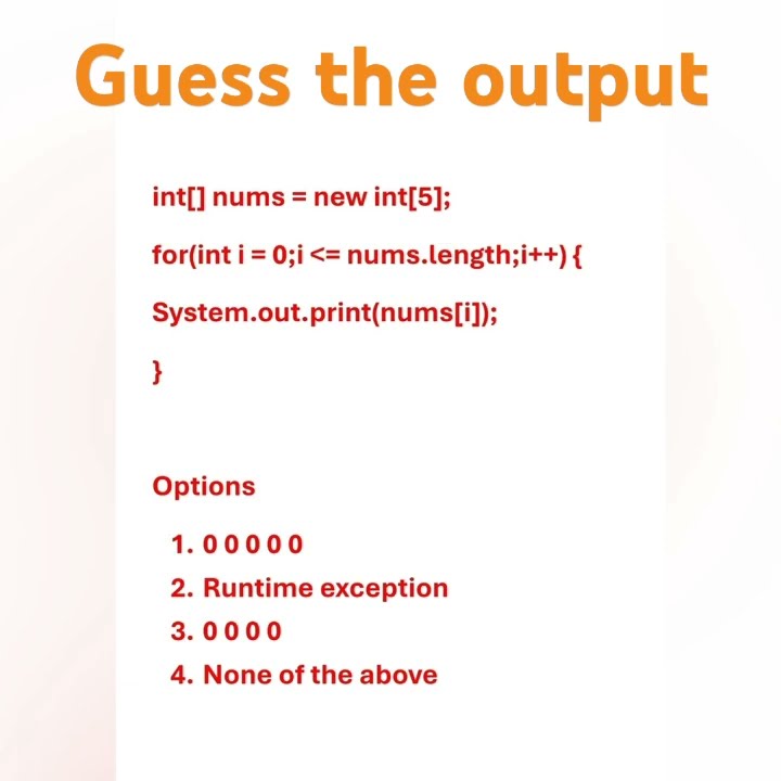 Daily Java Interview Questions Guess The Output Java Shorts Youtube
