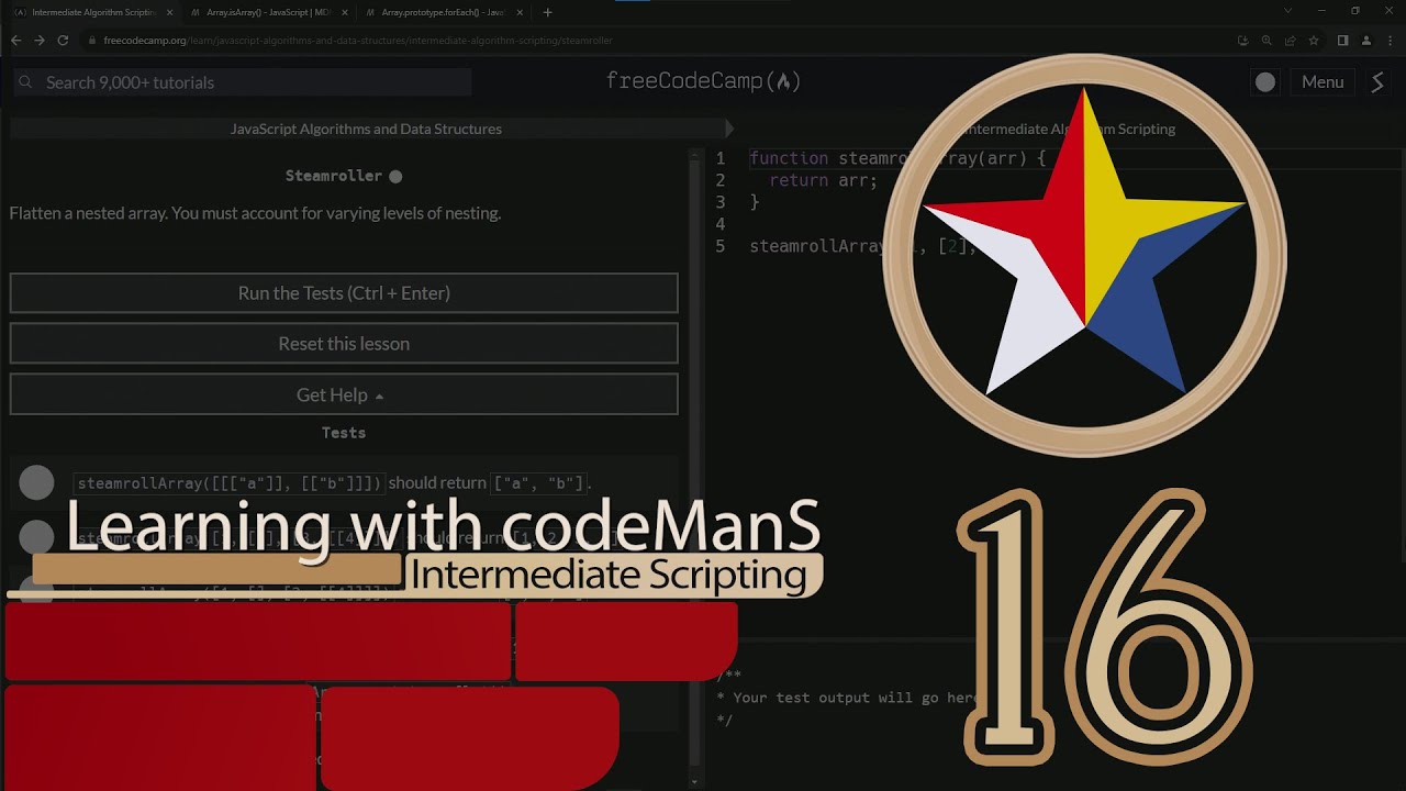 Steamroller Intermediate Algorithm Scripting Freecodecamp Youtube
