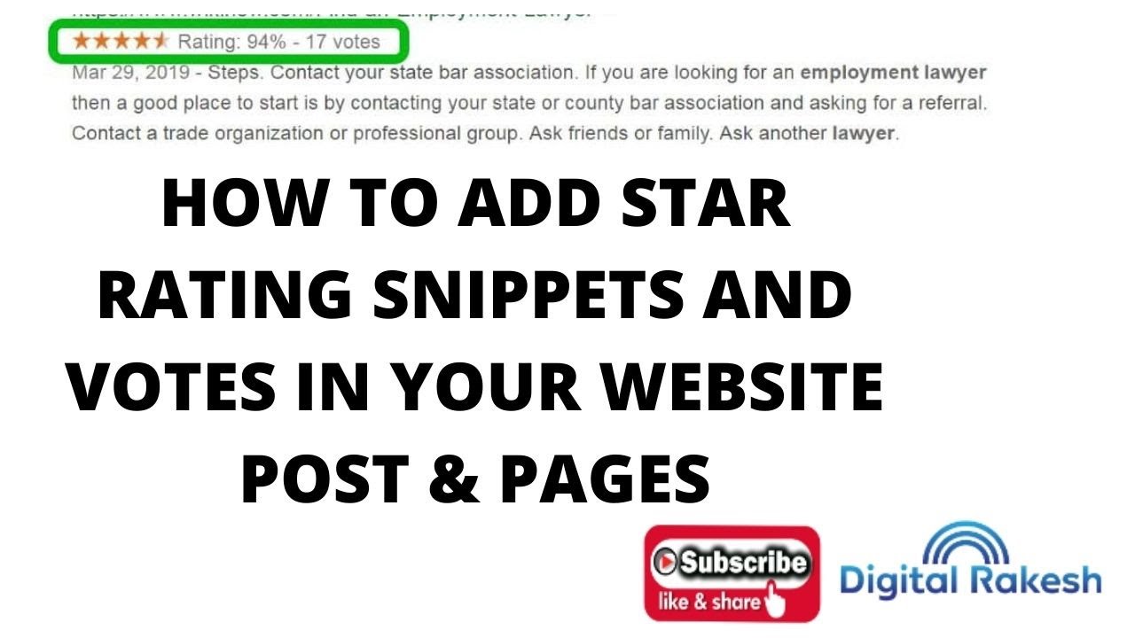 How To Add Star Rating Snippets And Votes In Your Website Post Pages