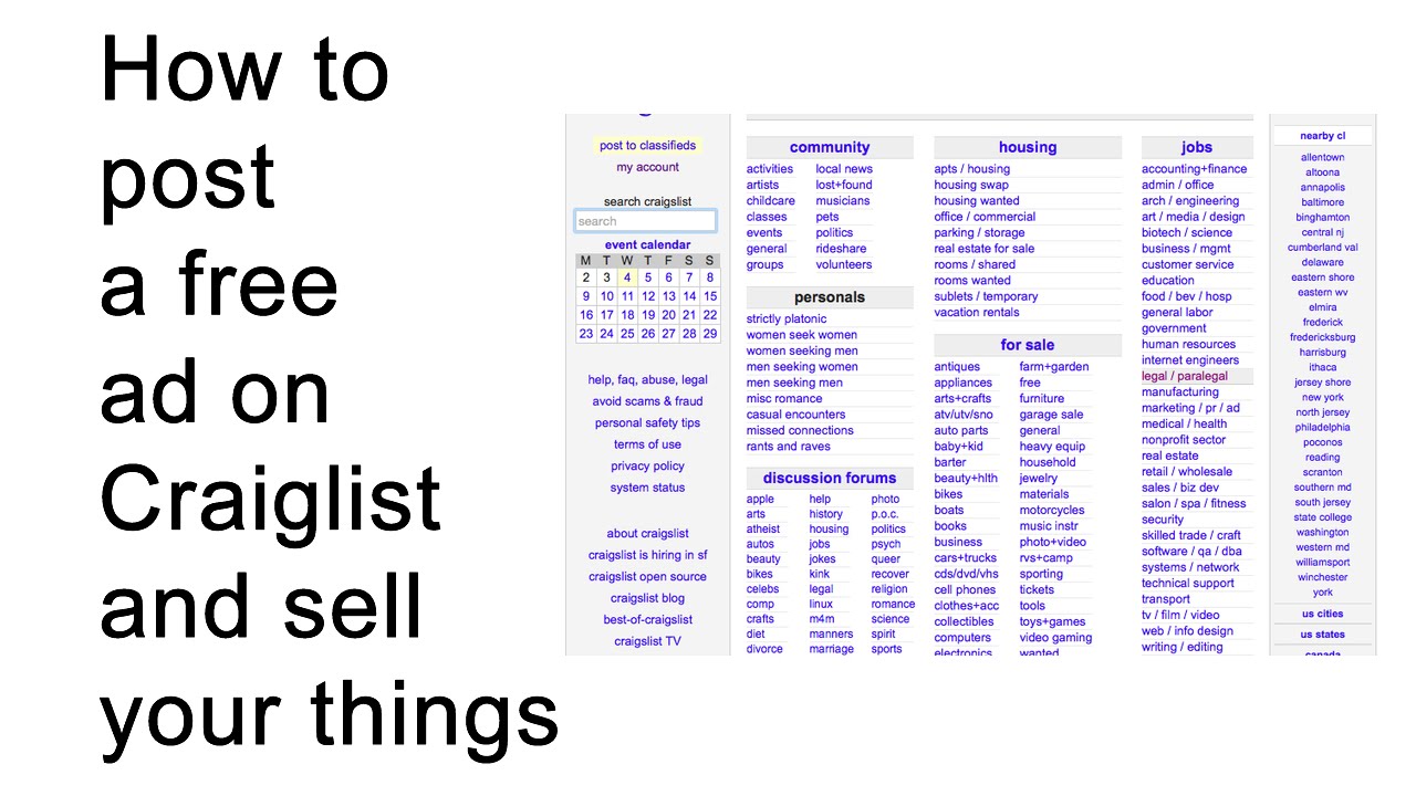 How To Post Ads On Craiglist Org Sell Your Stuff Youtube