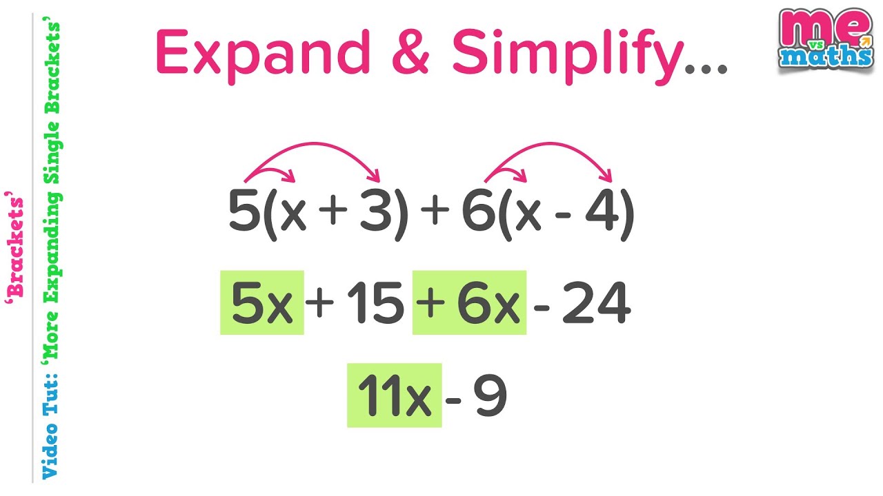 Expanding Simplifying Single Brackets Tutorial Revision Youtube