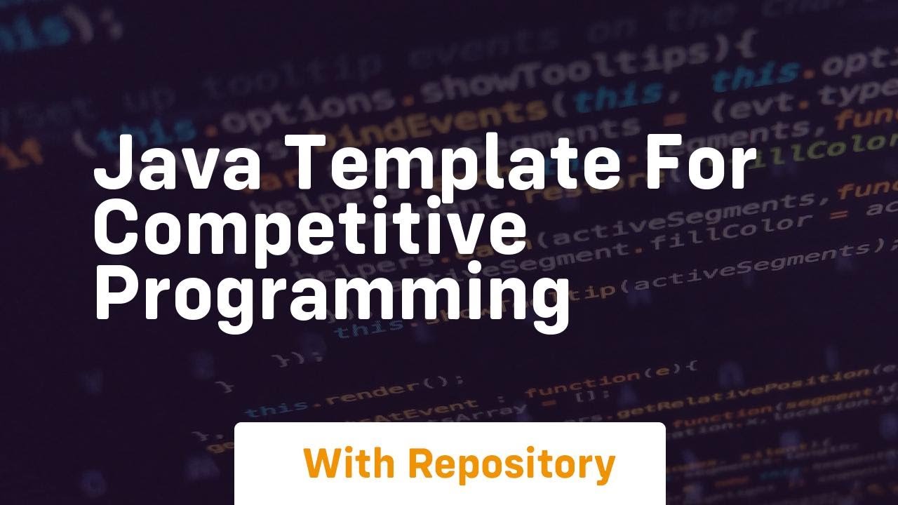 Java Template For Competitive Programming Youtube