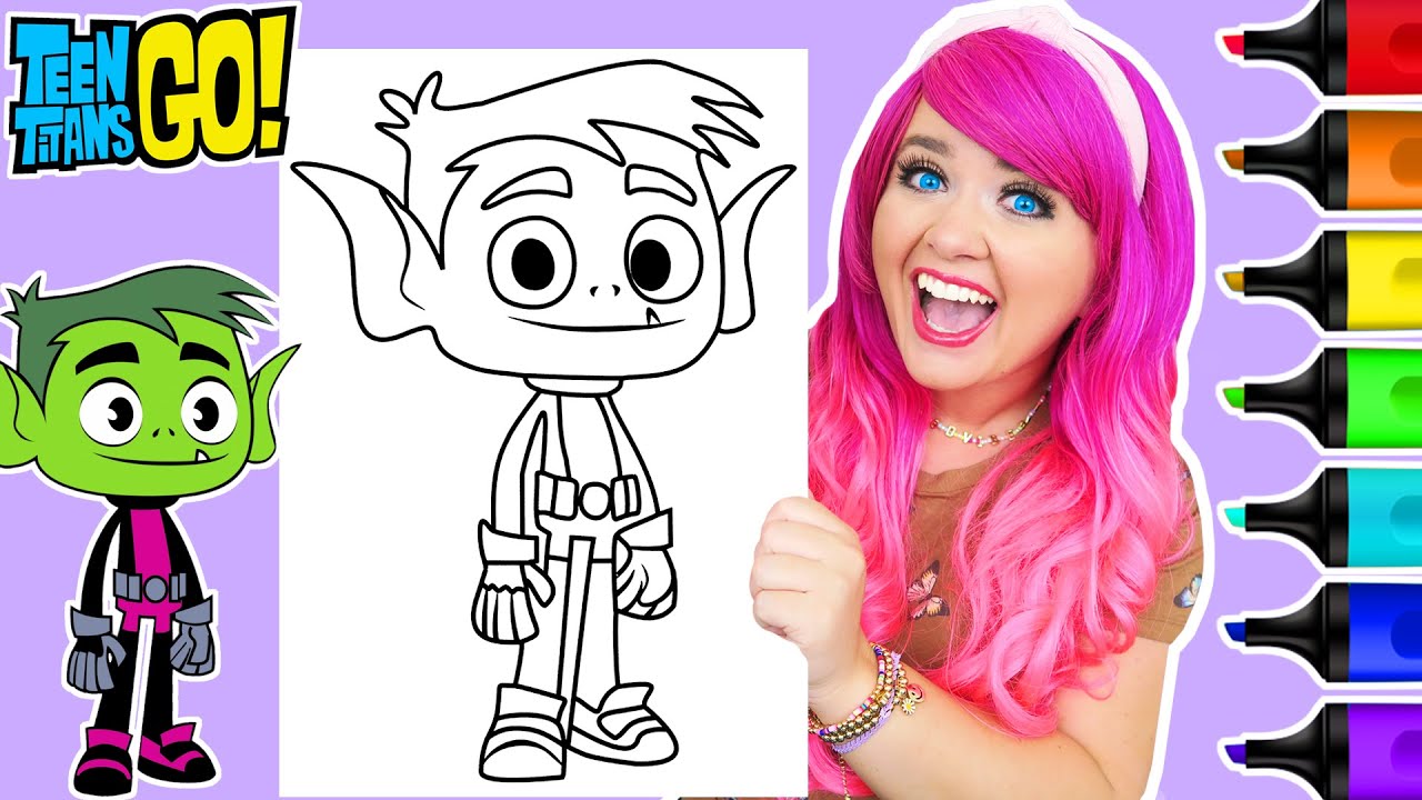Coloring Teen Titans Go Beast Boy Ohuhu Paint Markers Youtube