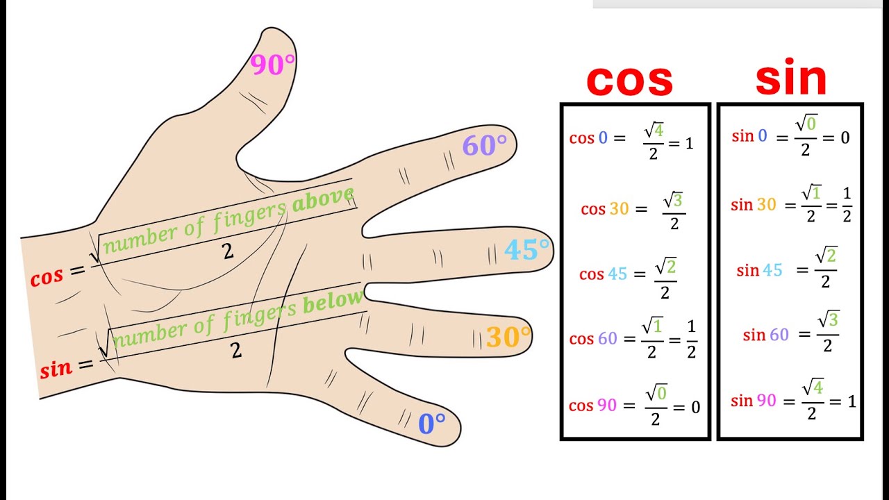Maths Hacks Tricks And Shortcuts Exact Trig Values Hand Trick Youtube