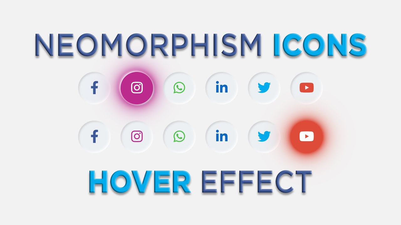 Neomorphism Social Media Icons Hover Effect Using Html Css Youtube