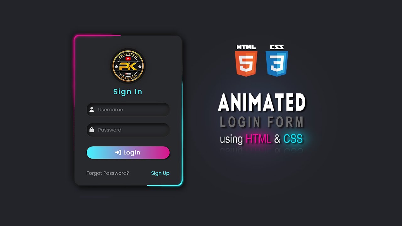 How To Create Animated Login Form Using Html Css Youtube