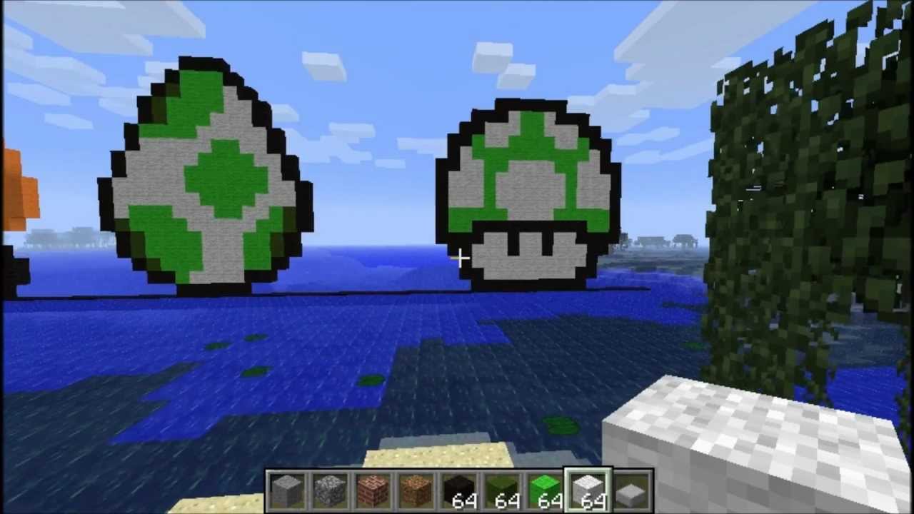 Minecraft Pixel Art 1 Up Mushroom Youtube