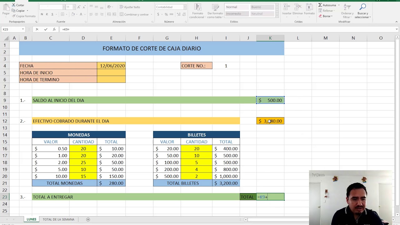 Ejercicio Corte De Caja En Excel Youtube