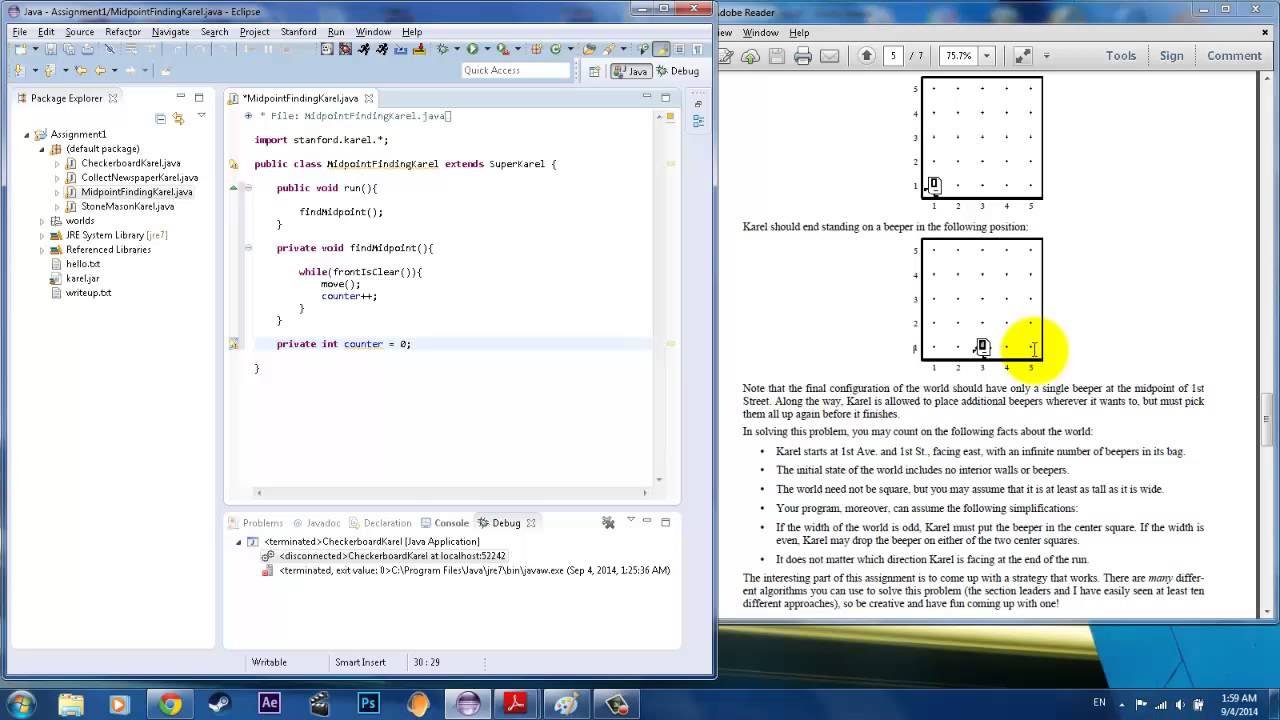 Cs106a Assignment 1 Problem 4 Midpointfindingkarel Youtube