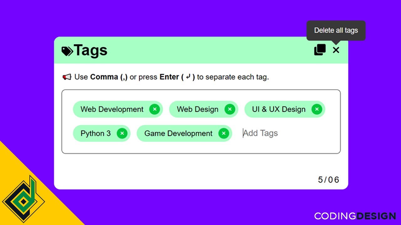 Build Tags Input Box Like Youtube Using Vanilla Javascript Youtube