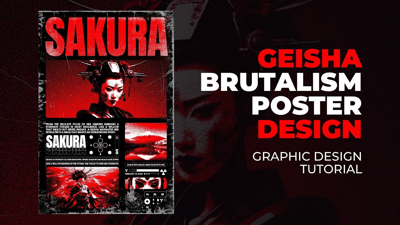 Geisha Brutalism Poster Design Tutorial Graphic Design Youtube