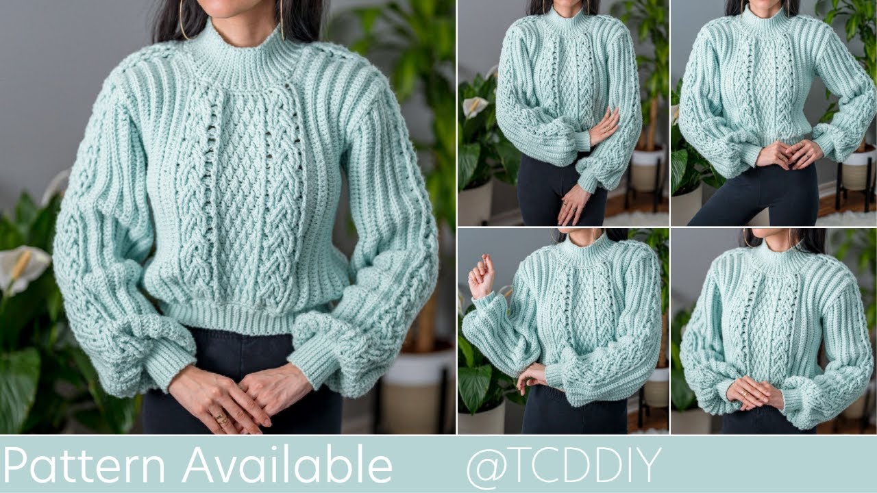 How To Crochet Cable Stitch Sweater Pattern Tutorial Diy Youtube