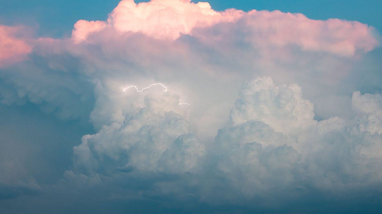 Cumulonimbus And Lightning Show At Sunset From Severe Storms Over