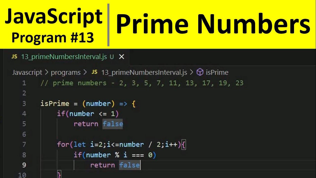Javascript Program 13 Print All Prime Numbers In An Interval In