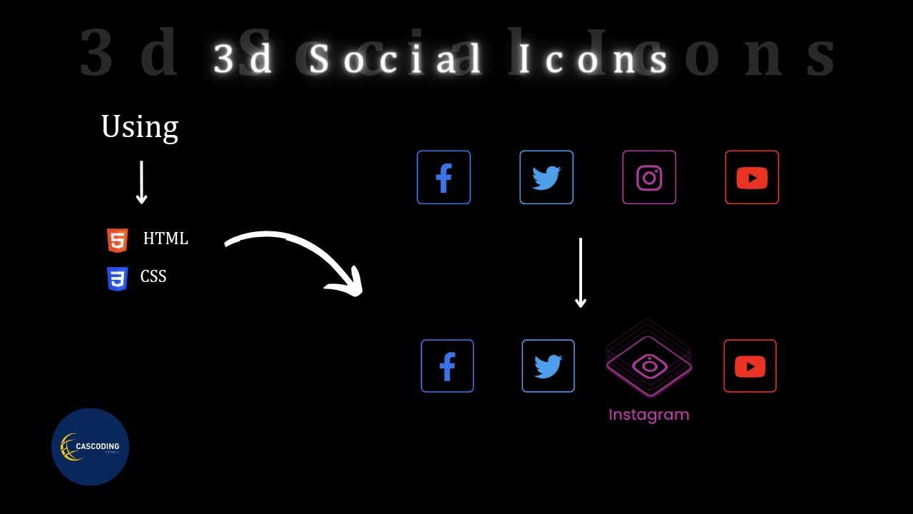 3d Social Icons Using Html Css Youtube