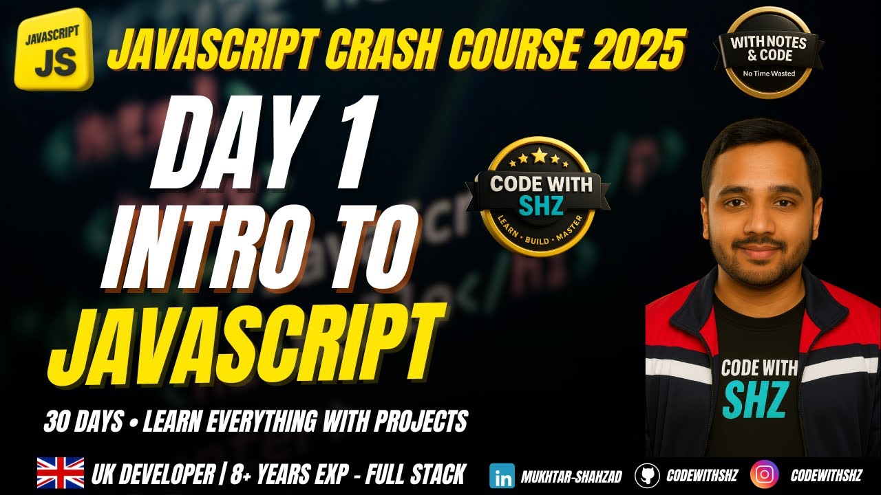 Learn Javascript Complete Course For Beginners 2025 Day 1
