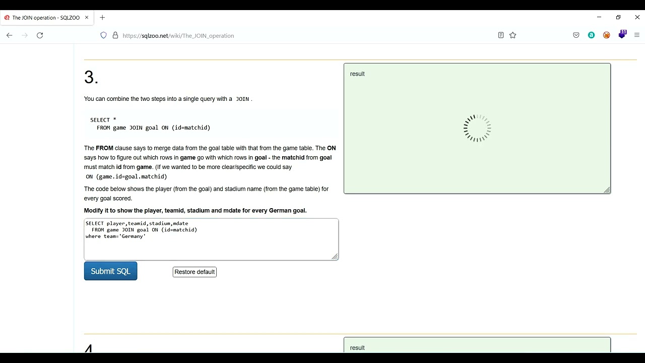 Join Operation In Sql Sqlzoo Youtube