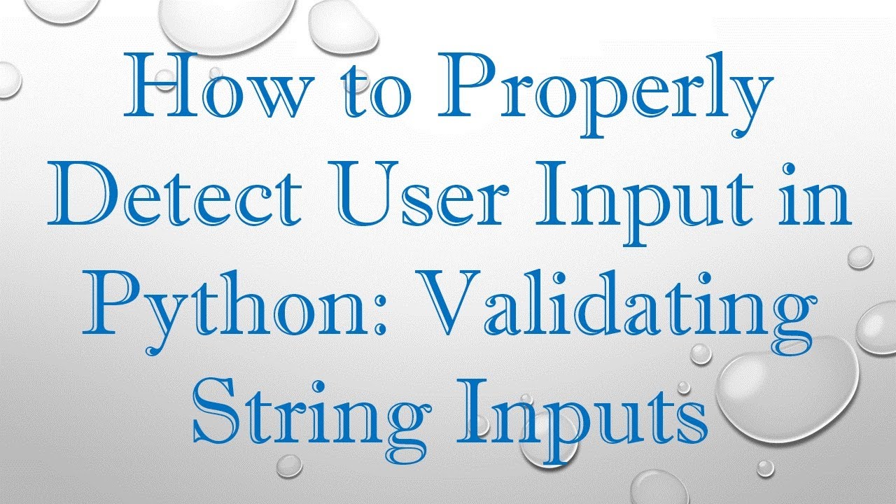 How To Properly Detect User Input In Python Validating String Inputs