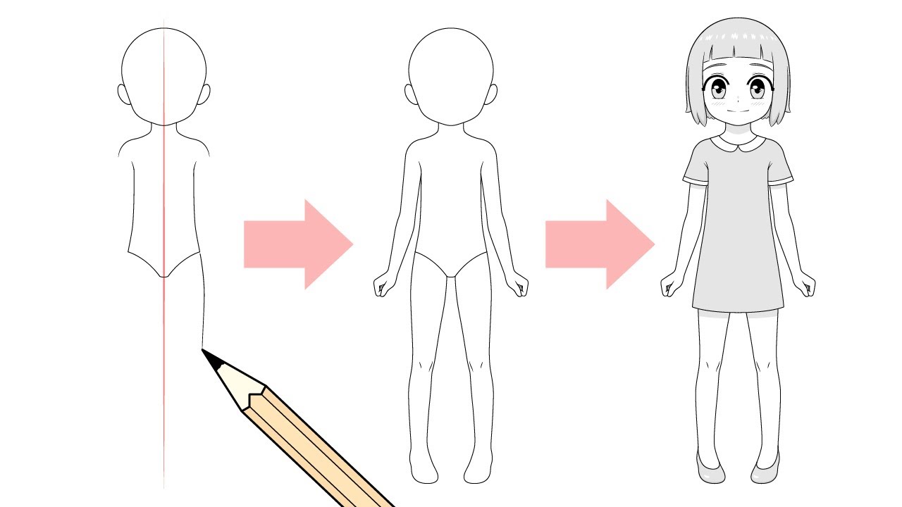 How To Draw An Anime Little Girl Entire Body Youtube
