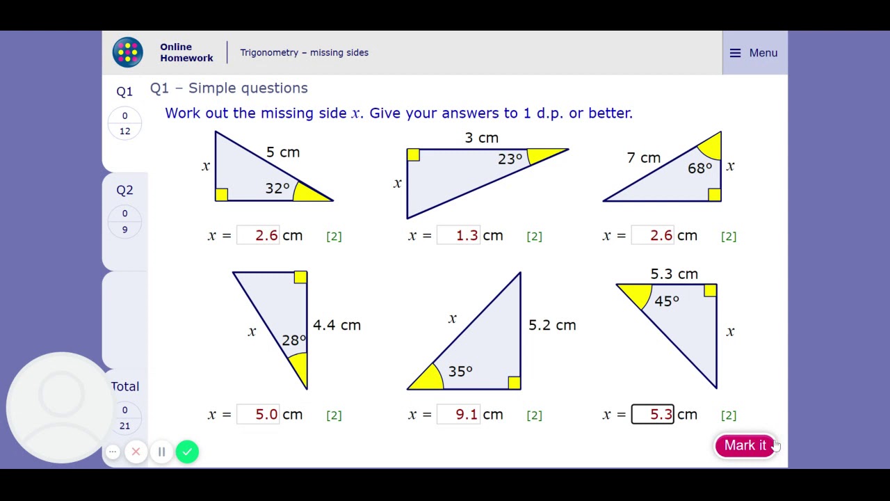 Trigonometry Finding Sides And Angles Worksheet