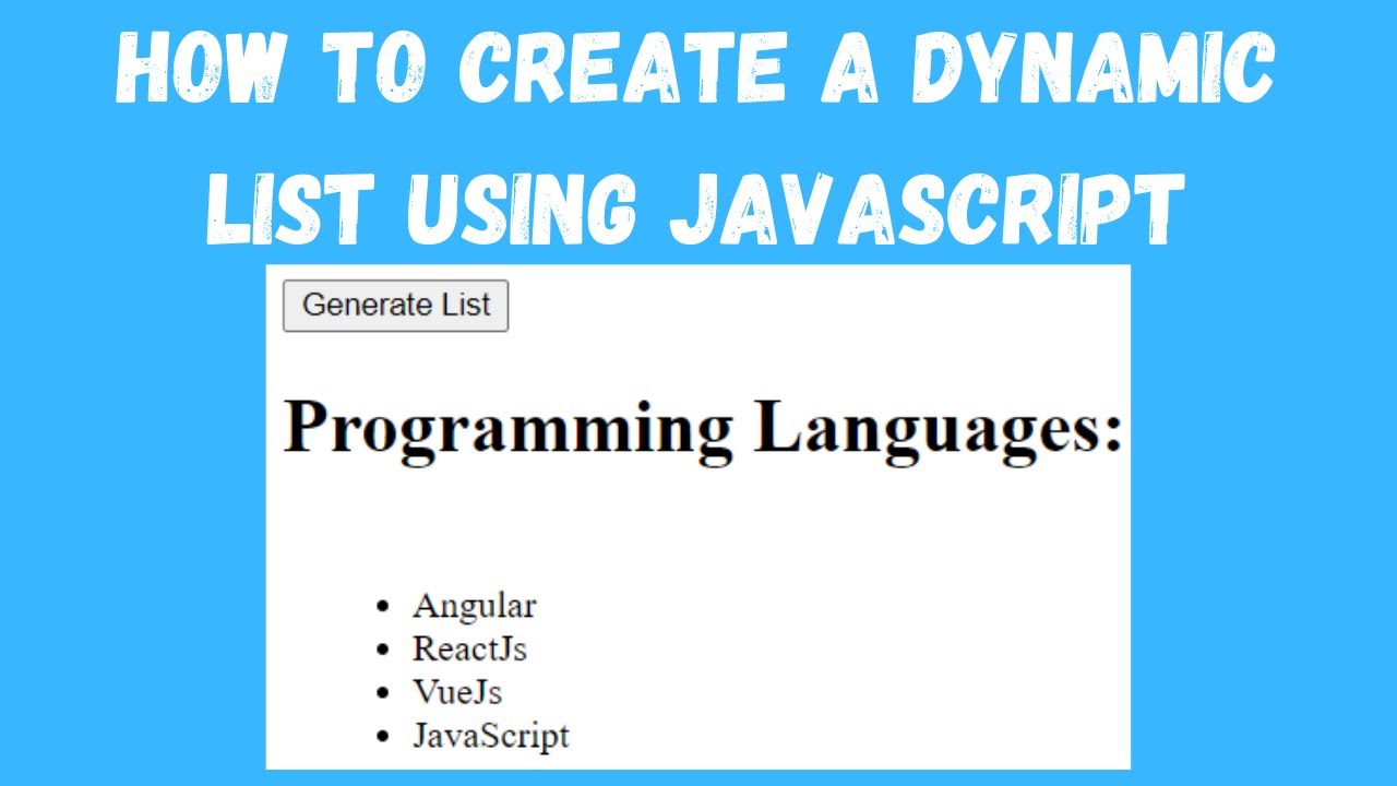 Create Dynamic List Using Javascript Javascript Tutorial Nscode