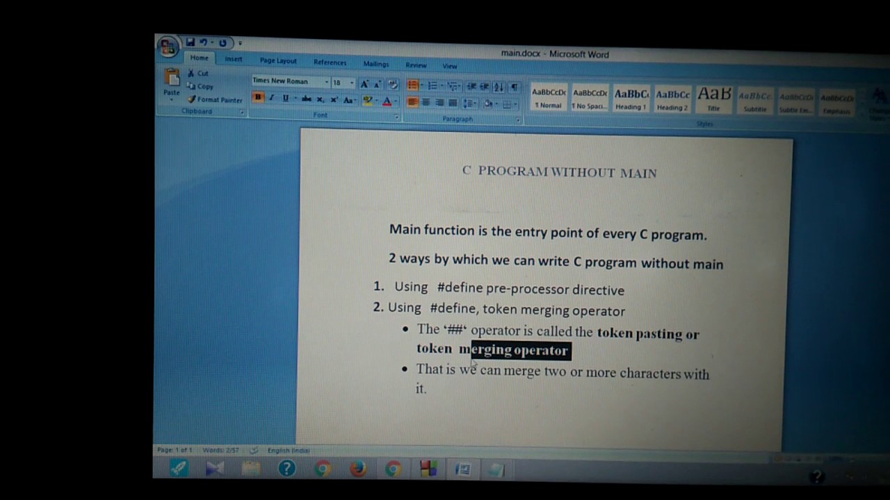 C Program Without Using Main Function Youtube