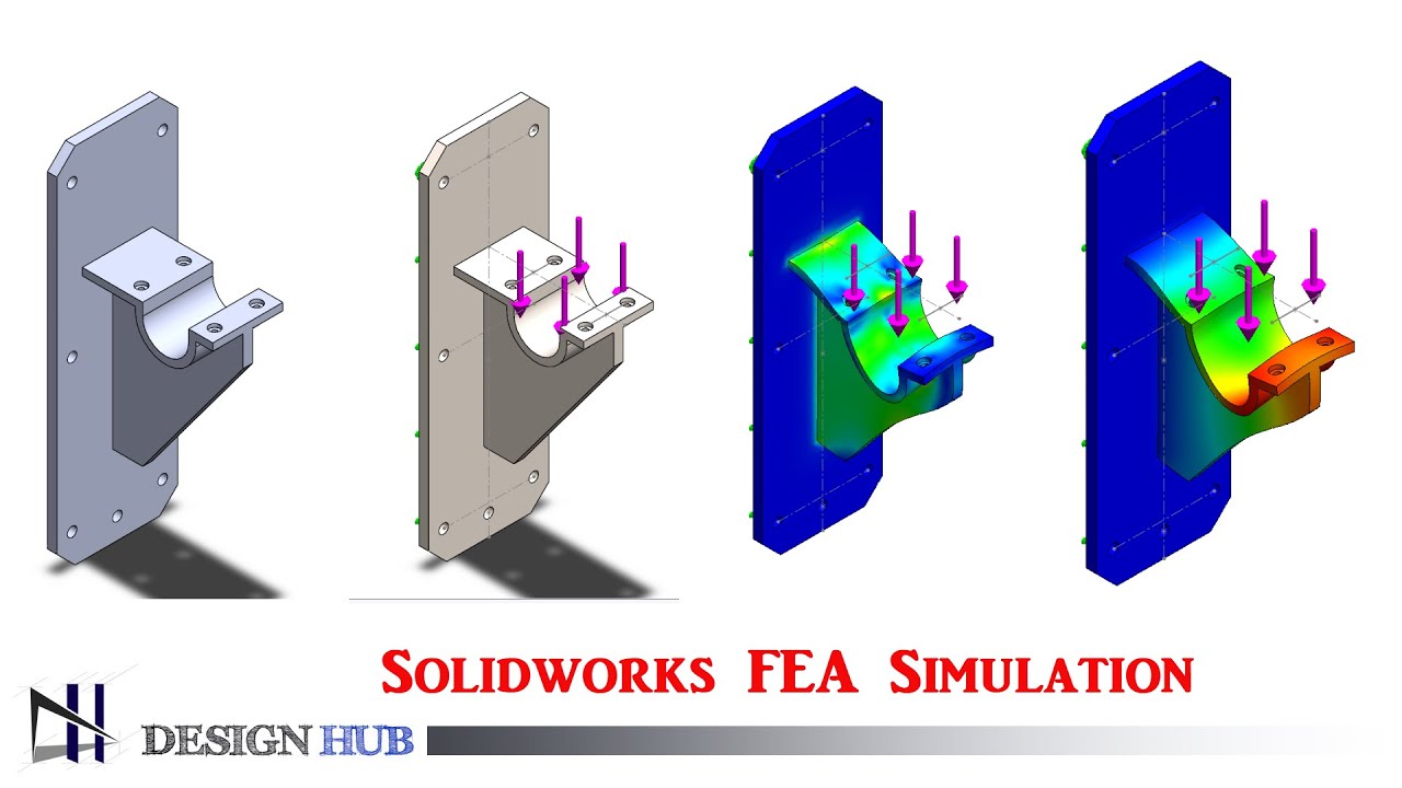 Solidworks Fea Simulation Bracket Simulation Design Hub Youtube
