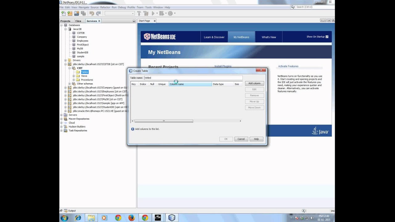 Creating Database Using Apache Derby Youtube