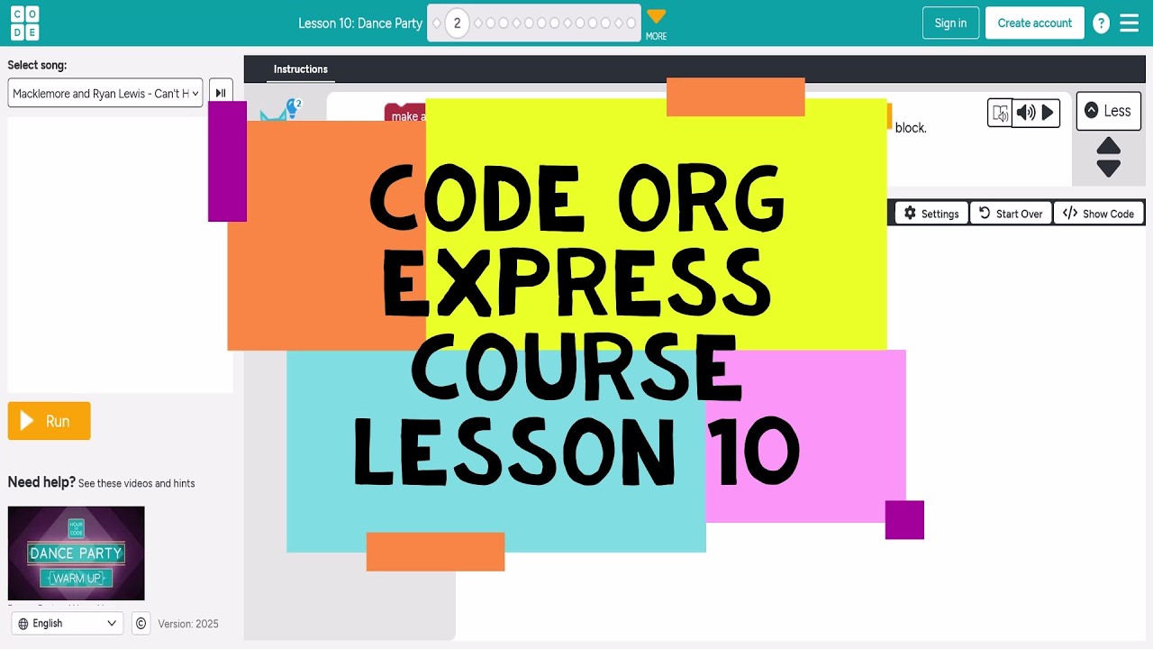 Code Org Lesson 9 Code Org Express Course Lesson 9 Dance Party Code