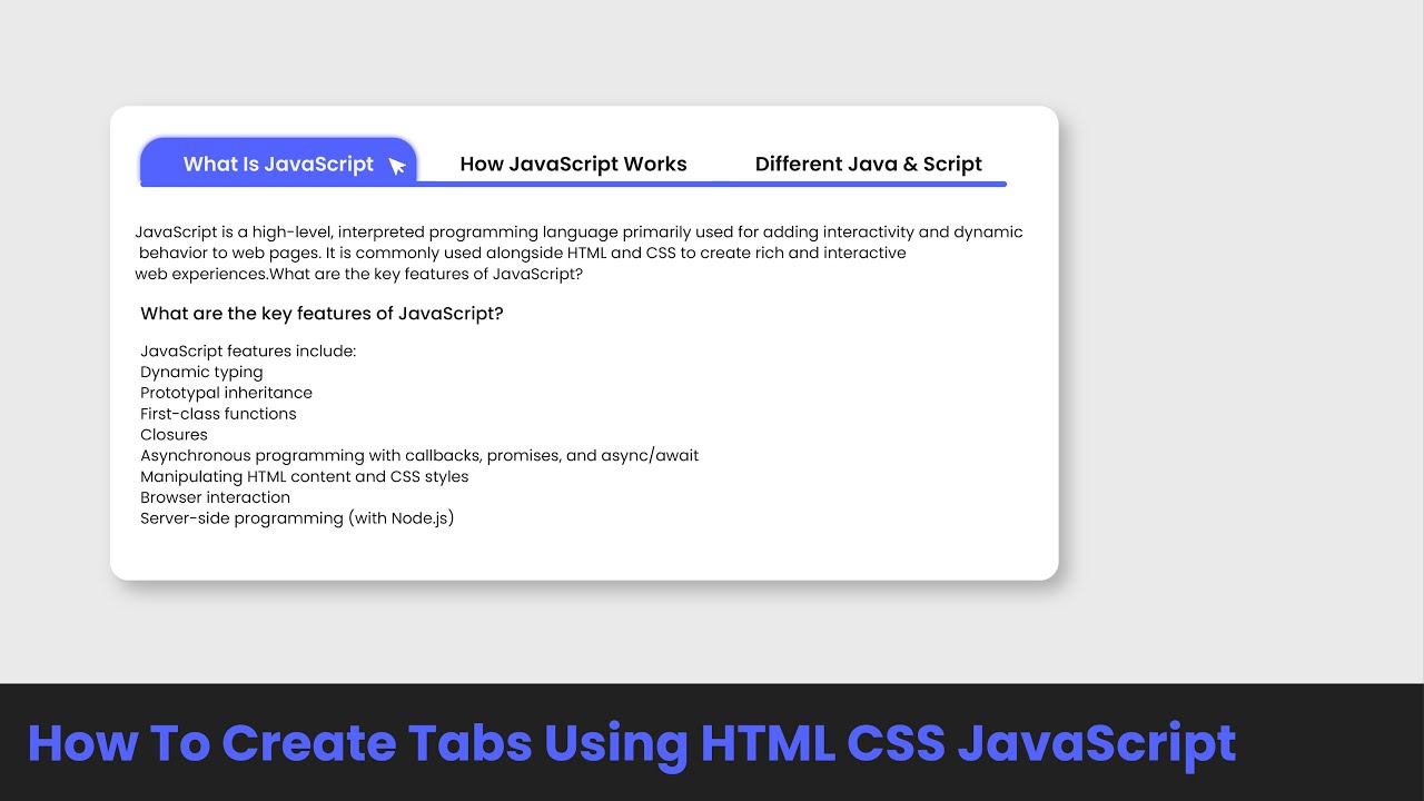 How To Create Tabs Using Html Css And Javascript Tabs Html Css Js