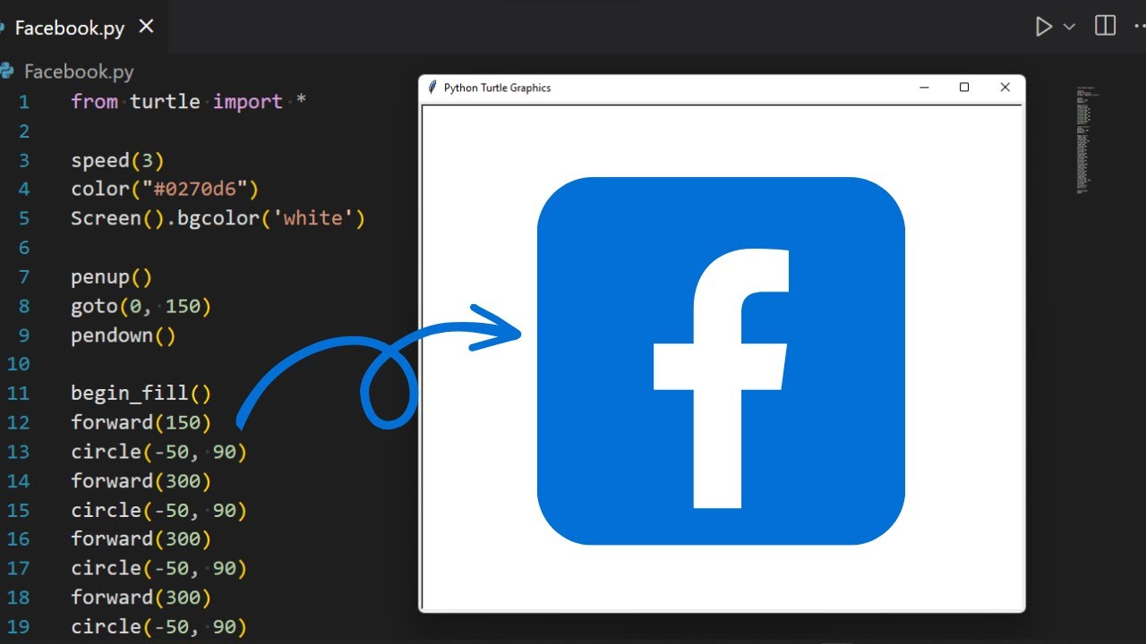 Create Facebook Logo Using Python Turtle Facebook Logo Project