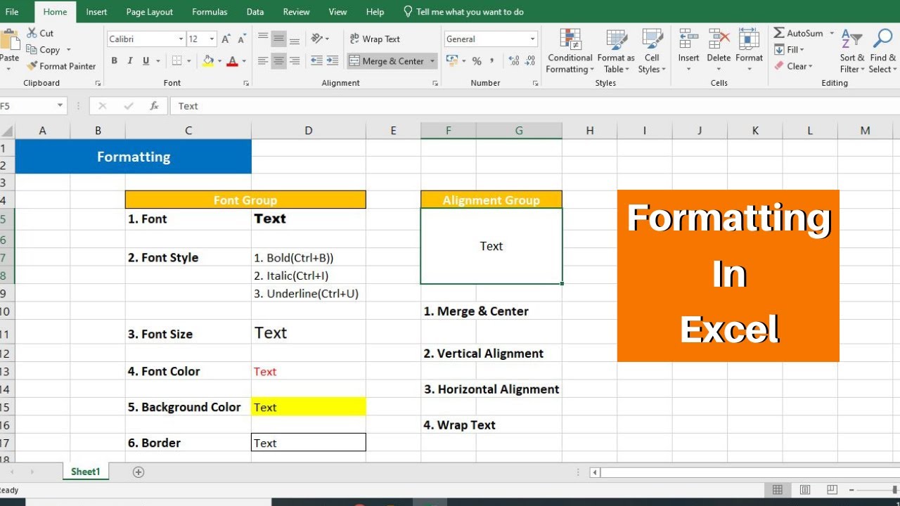 Formatting In Excel Cell Formatting In Excel Youtube