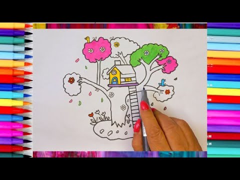 How To Draw A Spring рџњірџњ Tree A House For Kids And Beginnersрџњєрџќђ Youtube