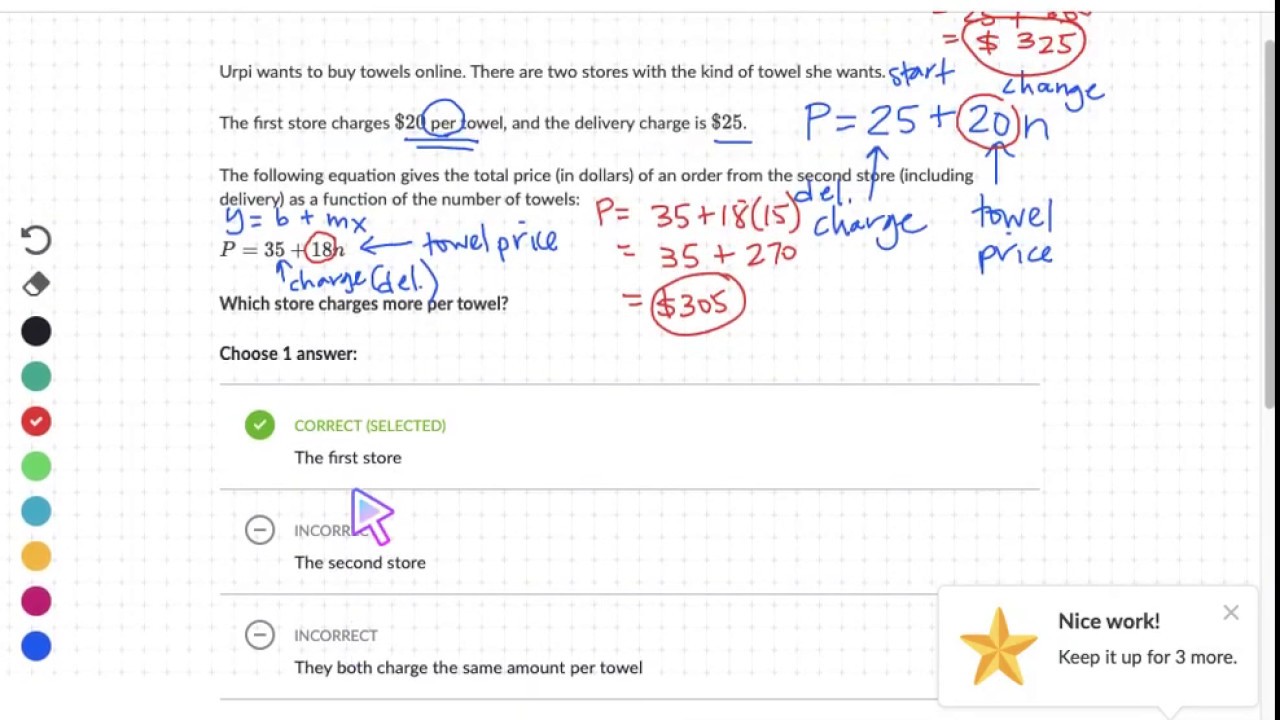 8th Grade Math Comparing Linear Functions Word Problems Youtube