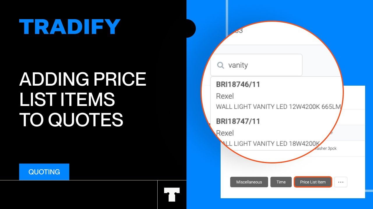 Adding Price List Items To A Quote In Tradify Youtube
