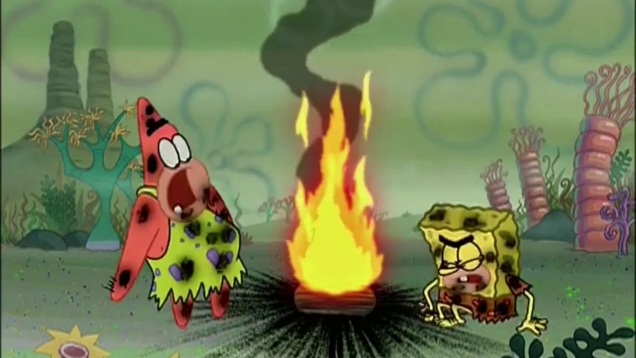 Spongebob Kampvuur Gif Spongebob Bc 2004 Prehistoric Fire Scene