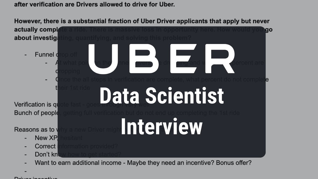 Data Scientist Interview Uber Ab Testing Sql Youtube