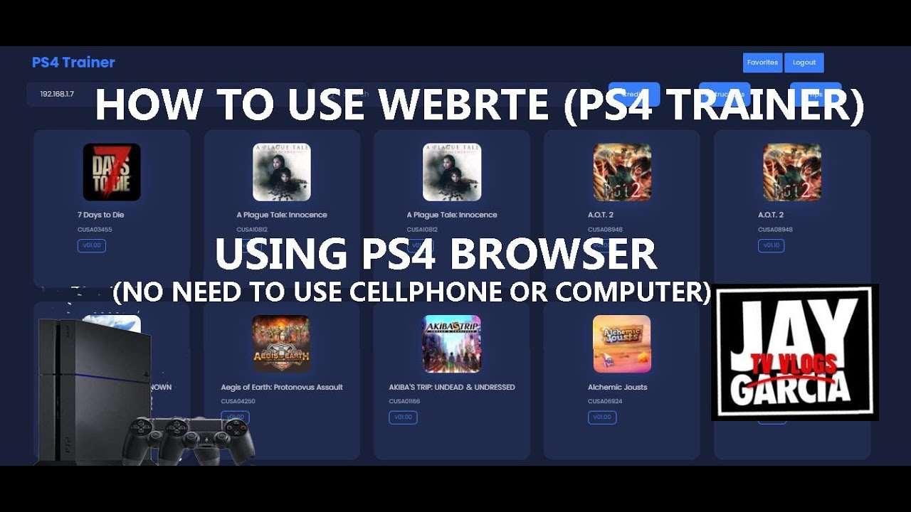 How To Use Webrte Ps4 Trainer Using Only Ps4 Browser Update Youtube
