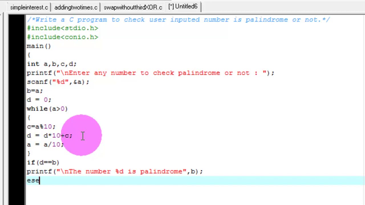 C Programming Palindrome Workout Youtube