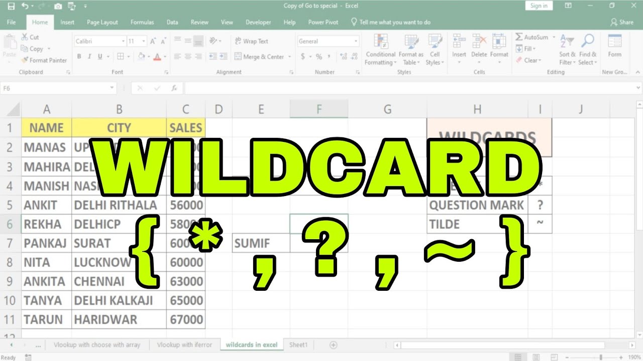 Wildcard Characters In Excel How To Use Wildcard With Sumif Formula
