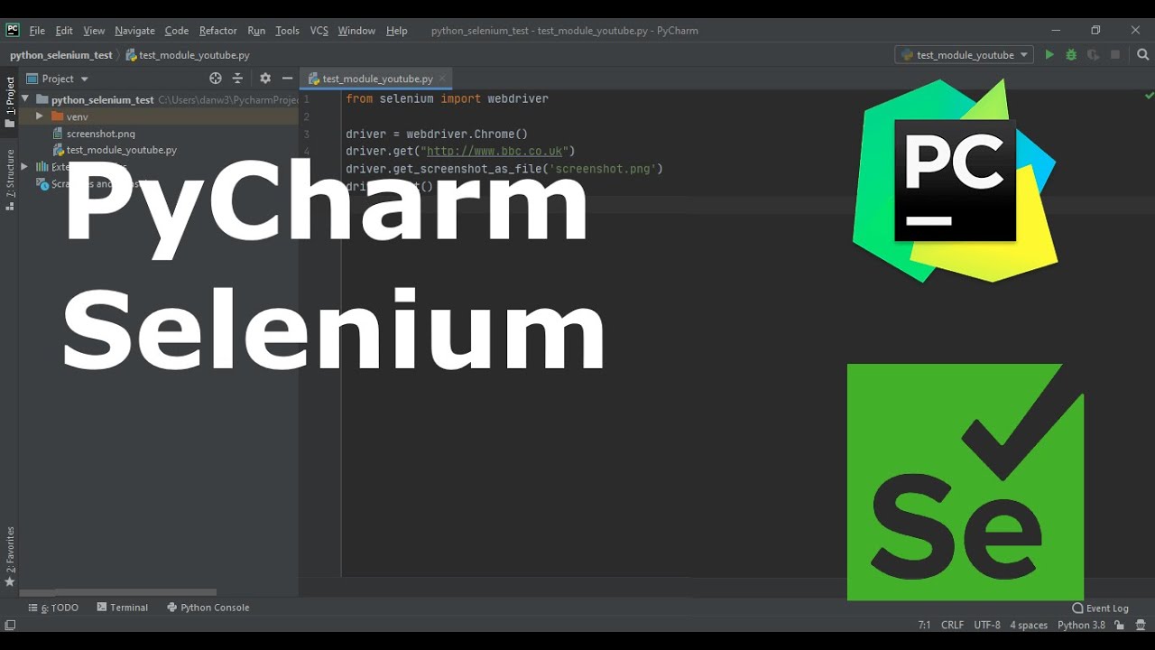 Pycharm Selenium Test Webdriver Opens Browser Youtube